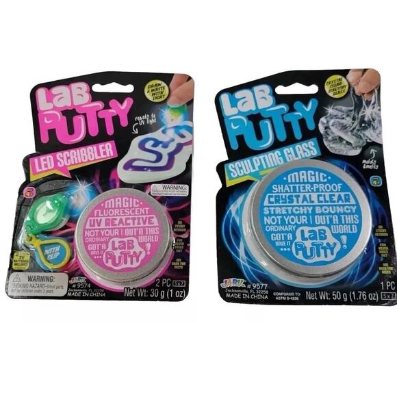 JA-RU | Toys | 2 Lab Putty Crystal Clear Glass Led Scribbler Games By Jaru Slime Pink Blue ...
